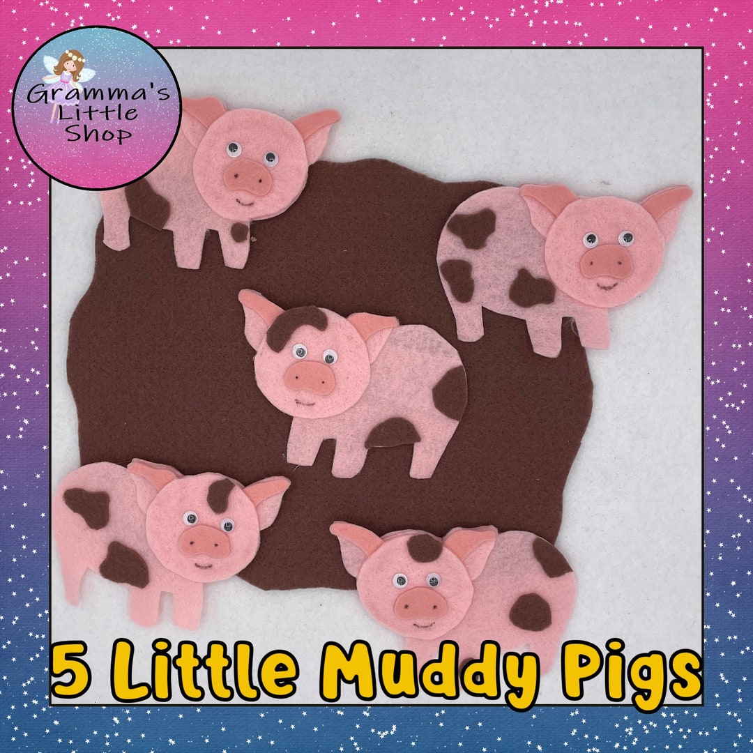 5 Little Muddy Pigs Felt Pattern for Use on a Felt Board - PDF ...