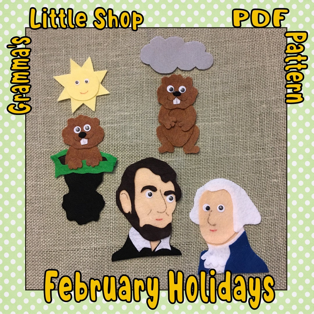 Felt Board Patterns for Groundhog Day and Presidents Day - PDF PATTERN ...