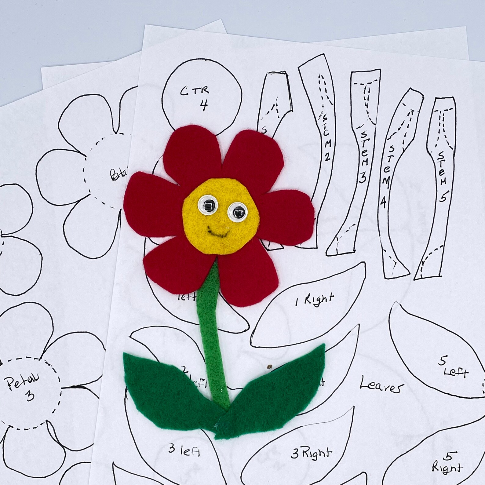 5 Little Flowers Felt Flower Pattern Spring Flower Pattern | Etsy