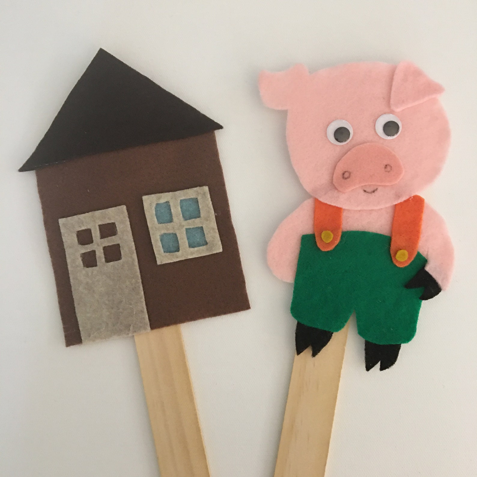 3 Little Pigs Stick Puppets Pattern, Felt Story Board (DIY Downloadable ...