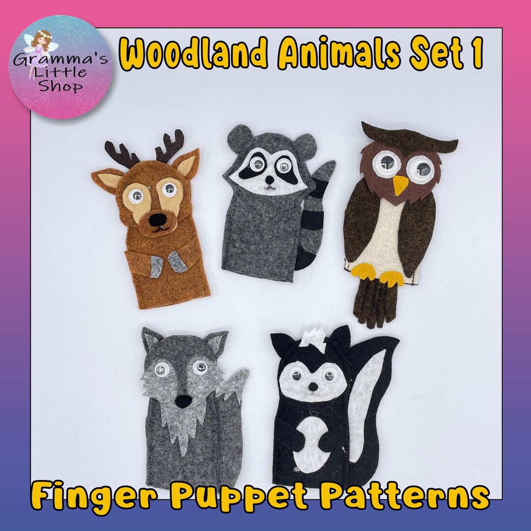 Woodland Animal Finger Puppet Pattern, Forest Animal Templates for DIY ...