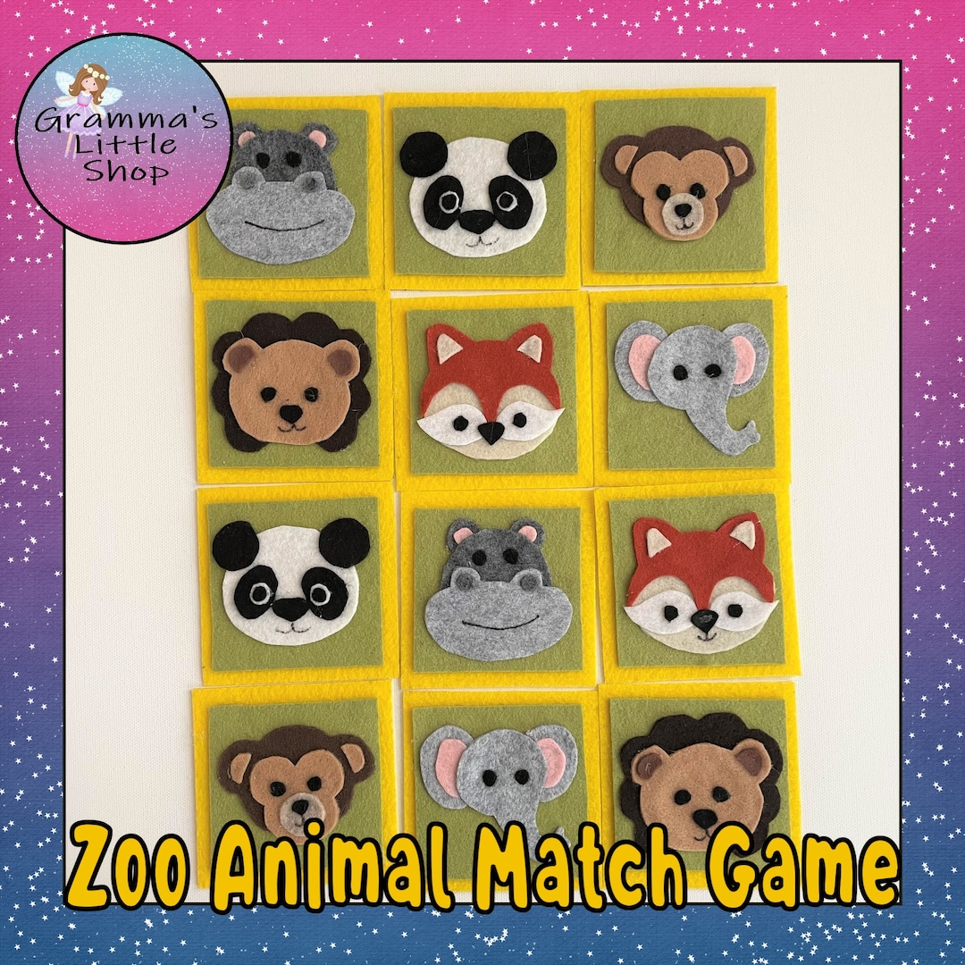 Zoo Animal Matching Game for a Felt Board - DIY Downloadable Pattern - Etsy