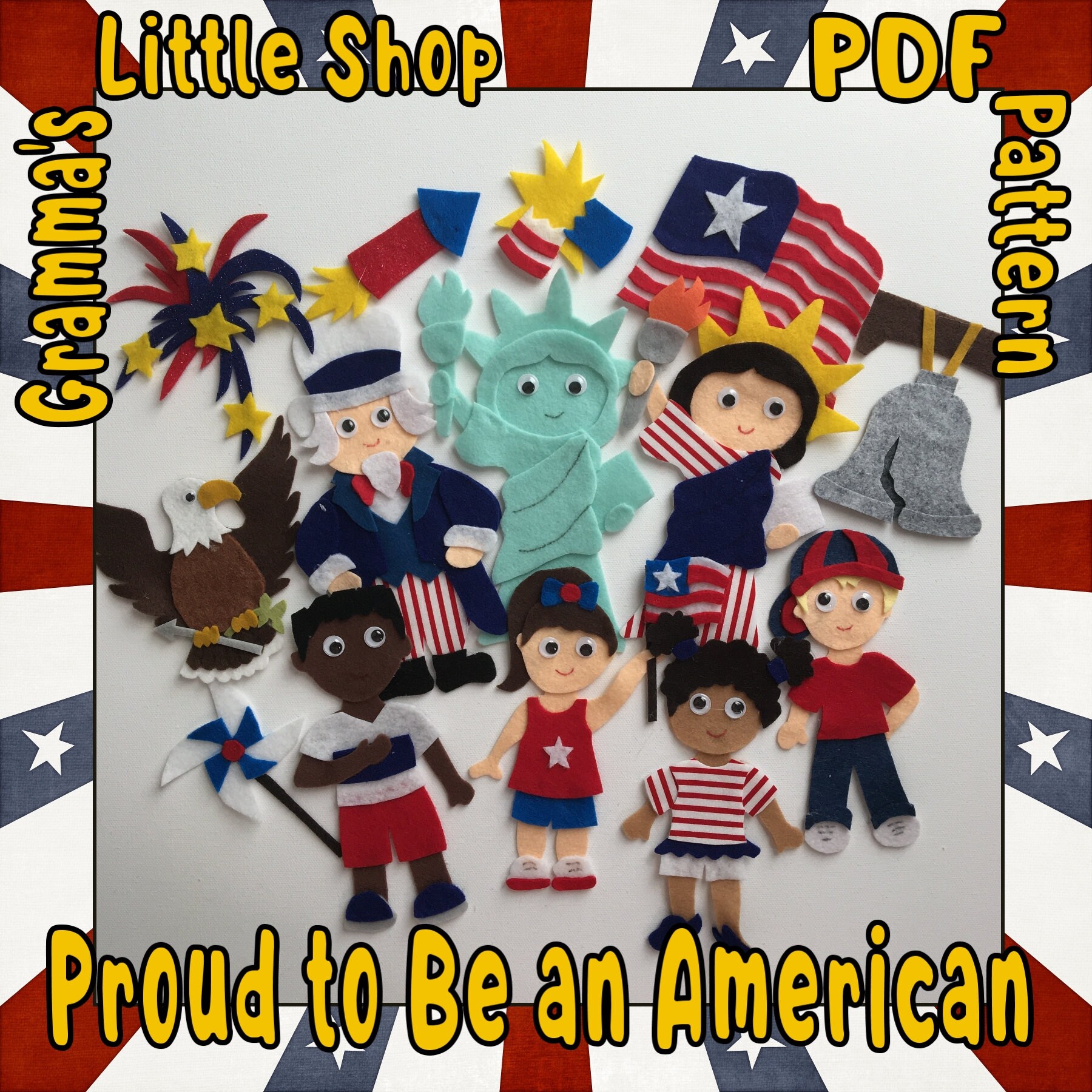 Proud to Be an American Felt Story Pattern DIY Pattern Felt | Etsy