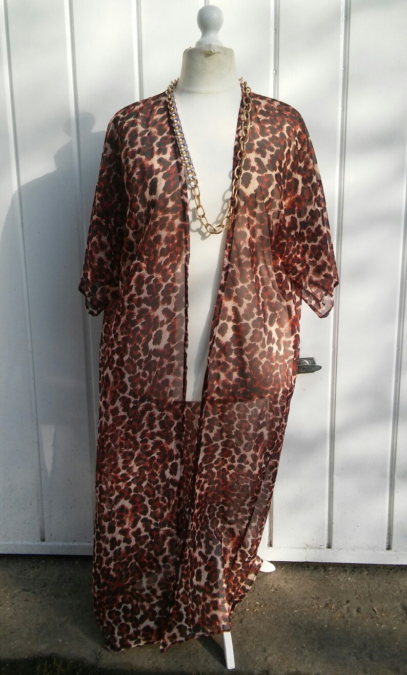 Plus Size Long Kimonosun Cover Up Light Jacket Duster Brown - Etsy
