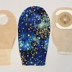 Open Bottom Space & Gold Stars Ostomy Bag Cover Stoma Colostomy Pouch ...