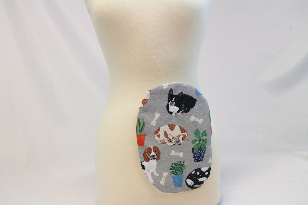 Drainable OR Closed 2 1/4" - 2 3/4" Flannel Dogs Ostomy Bag Cover Stoma ...