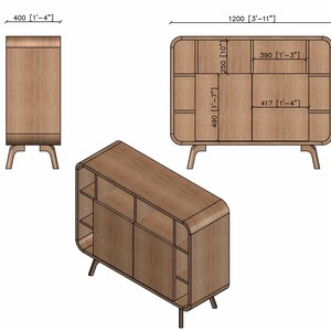 Wood Bookcase / Shelving Unit Console With Shelving, High Dresser With ...