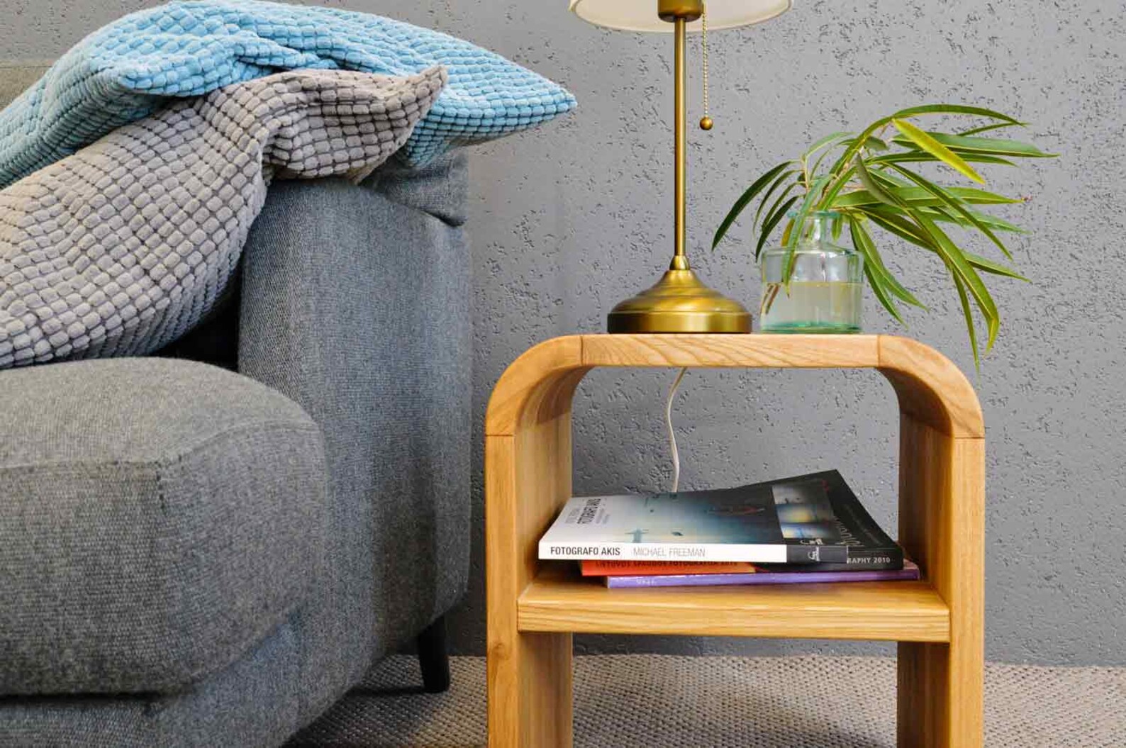 Natural Wood Nightstand With a Shelf Natural Oak Side Table - Etsy