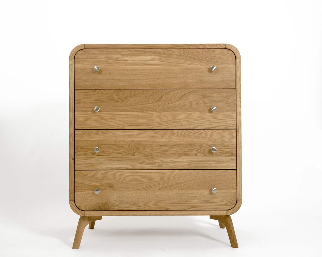 Tall Bedroom Chest of Drawers, Solid Oak Bedroom Storage With 4 Drawers ...
