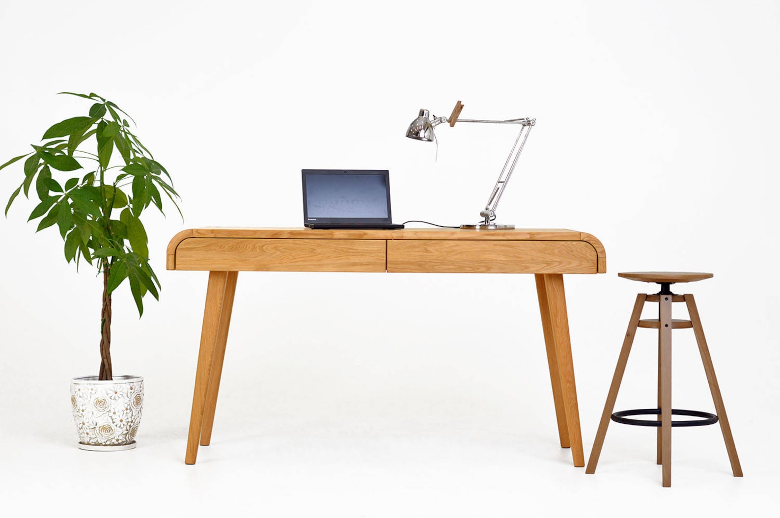 Wood Computer Desk, Office Desk With Soft Closing Drawers, Writing ...