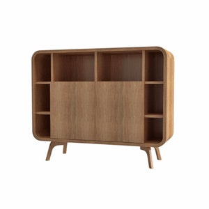 Wood Bookcase / Shelving Unit Console With Shelving, High Dresser With ...