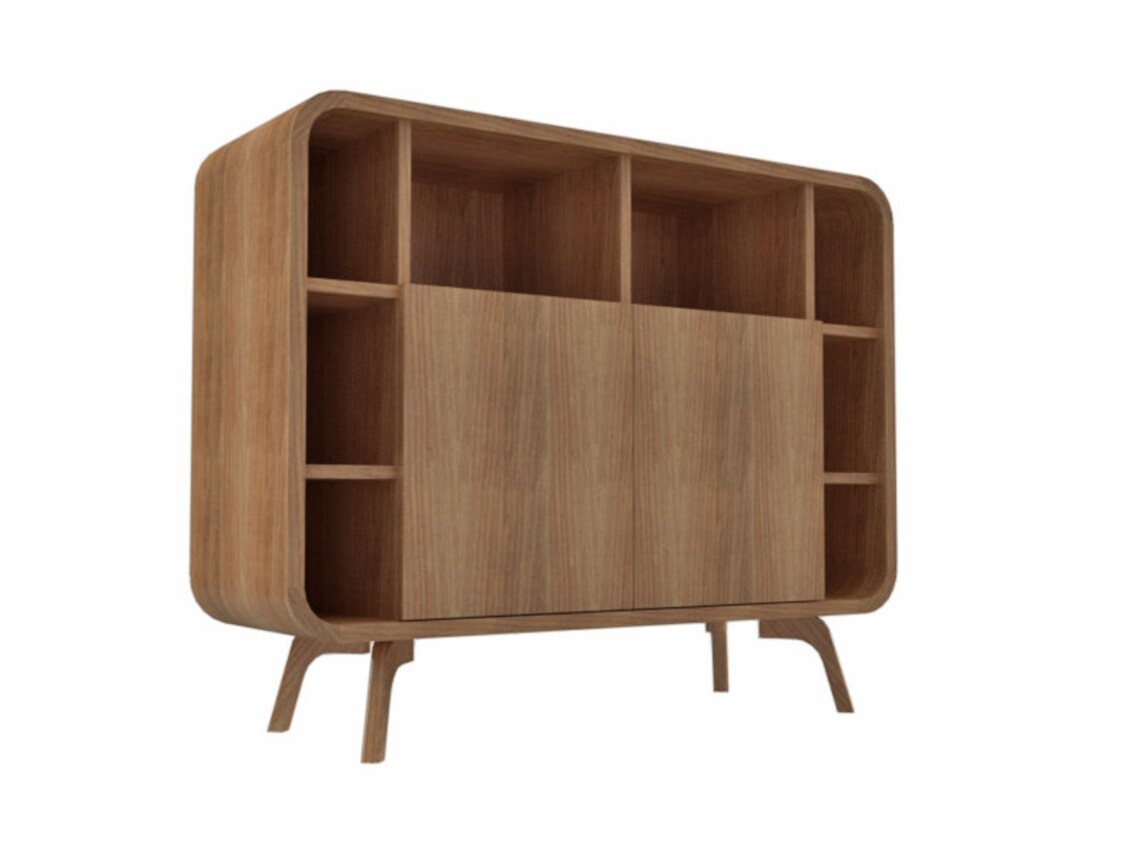 Wood Bookcase / Shelving Unit Console With Shelving High - Etsy