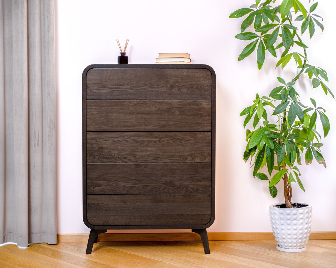 High Chest of Drawers, High Dresser, Bedroom Dresser in Solid Wood With ...