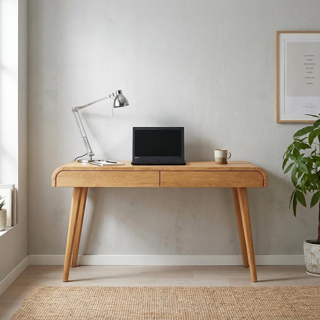 Large Writing Desk With Drawers, Mid Century Office Desk, Computer ...