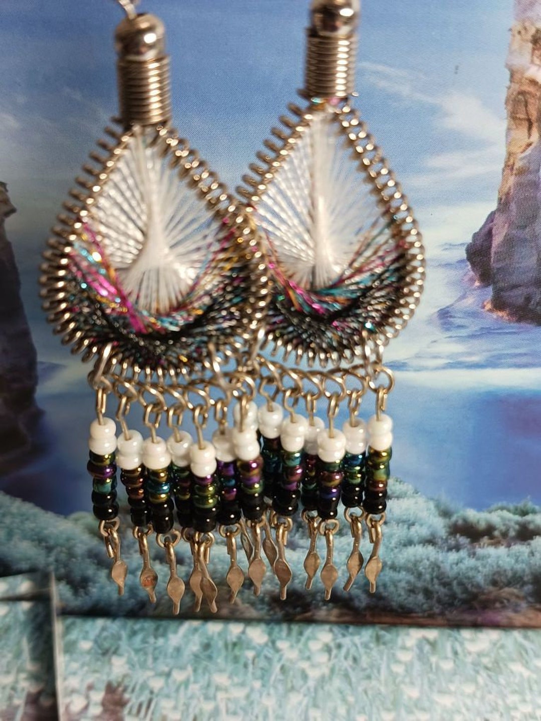 Spirit of Nature Teardrop Thread Earrings With Tassels 16 - Etsy
