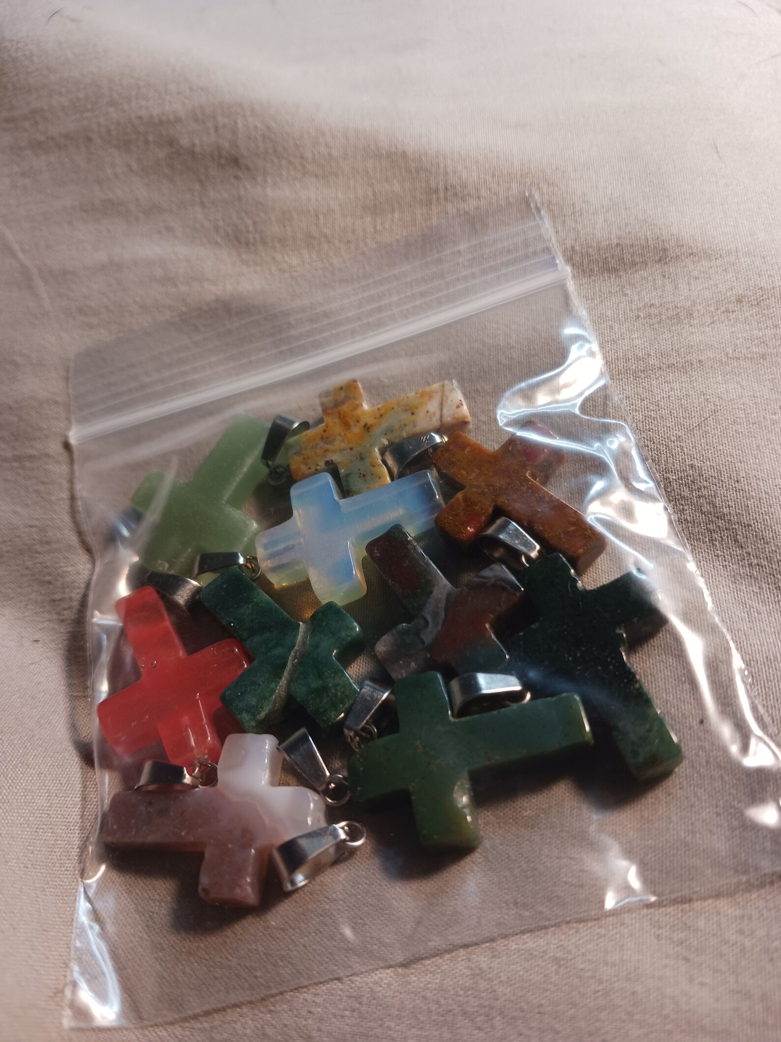 10 Gemstone Cross Pendants Silver Bail Natural Stone Pendants Gemstone ...