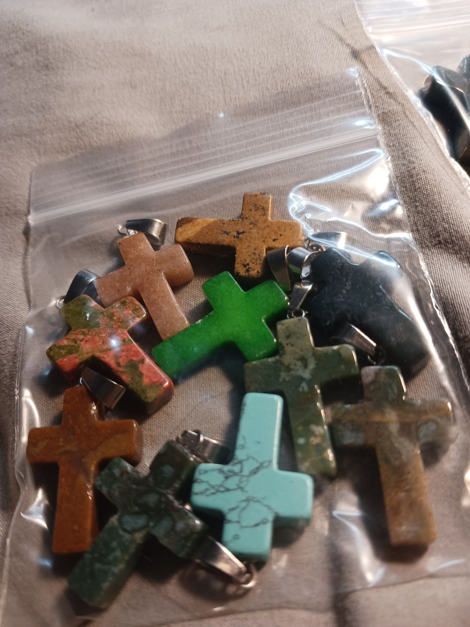 10 Gemstone Cross Pendants Silver Bail Natural Stone Pendants Gemstone ...