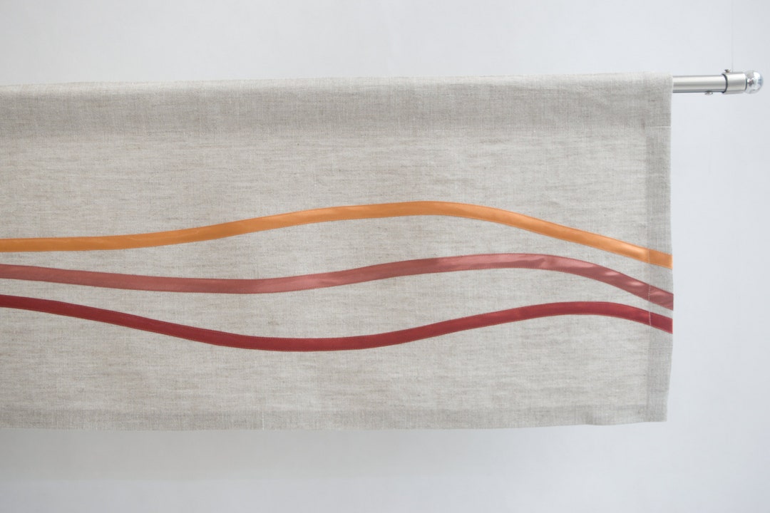 Rusty Orange Modernist Valance Curtain, Geometric Brick Red Terracotta ...