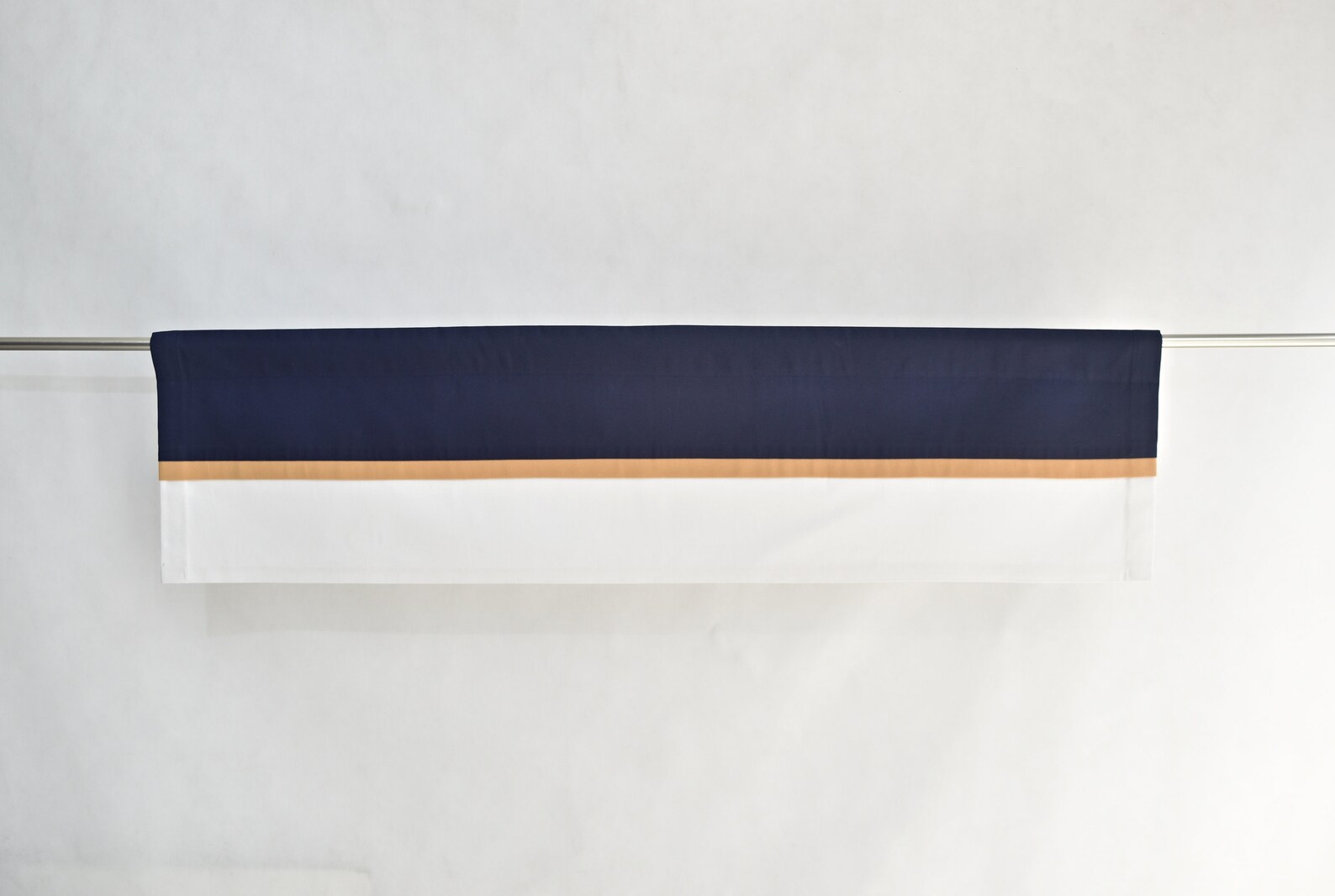 Navy White Mustard Modern Striped Valance Curtain, Colour Block Rod ...