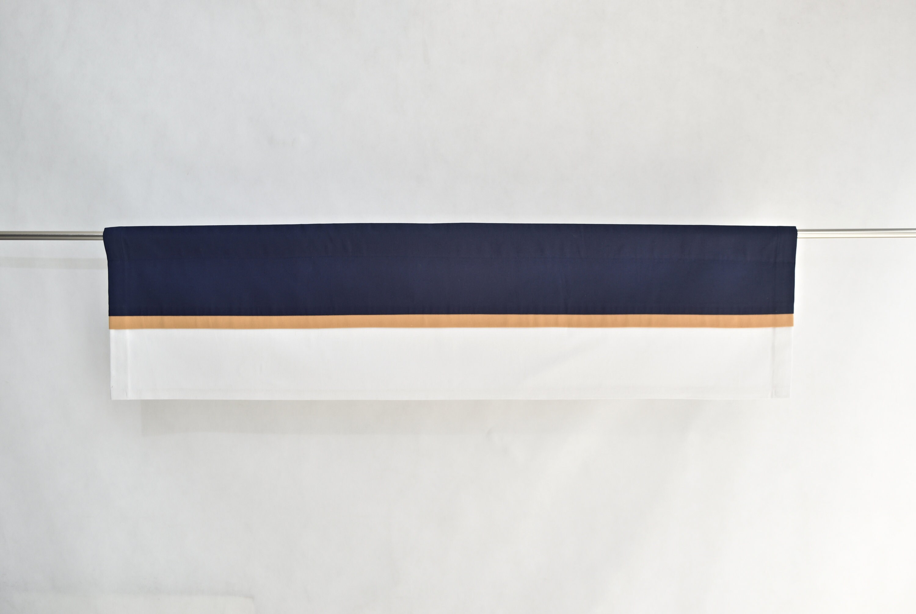Navy White Mustard Modern Striped Valance Curtain, Colour Block Rod ...