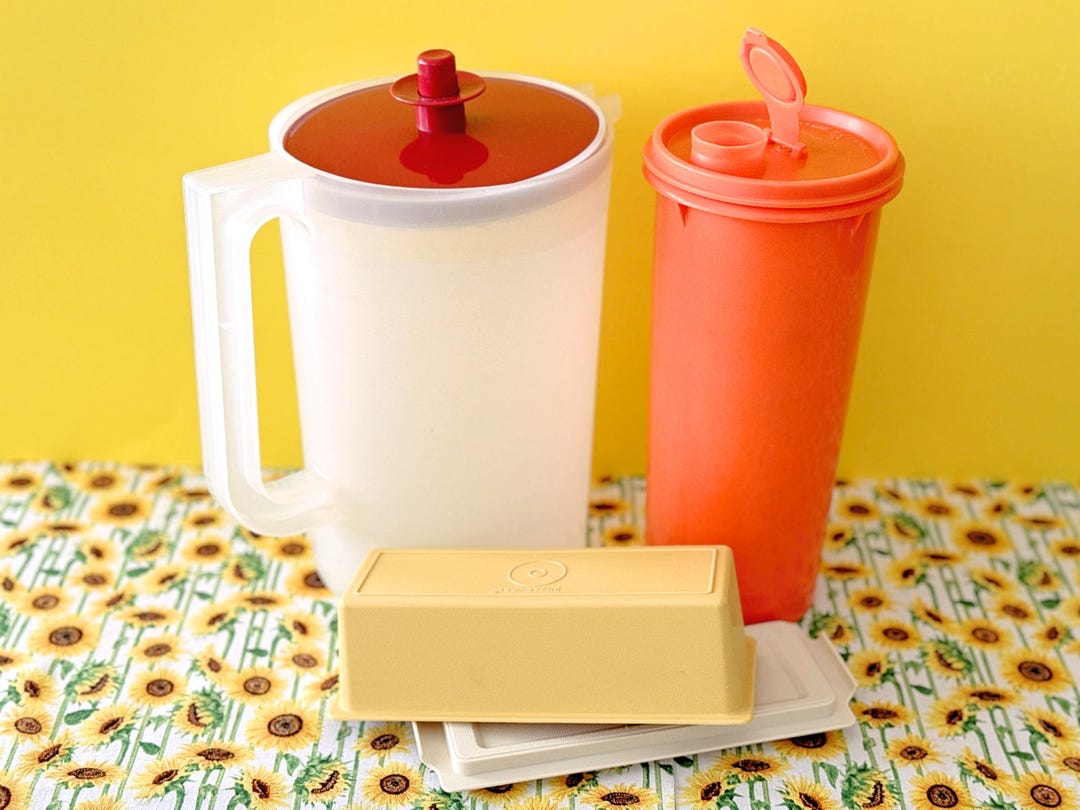 Tupperware Lot Push Button Pitcher, Slim Line Pitcher W/flip Top Lid ...