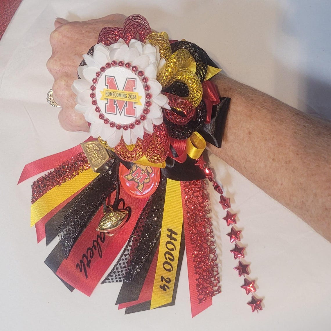 Wrist Mum Corsage for Homecoming, Personalized Little Texas Wrist Mum ...
