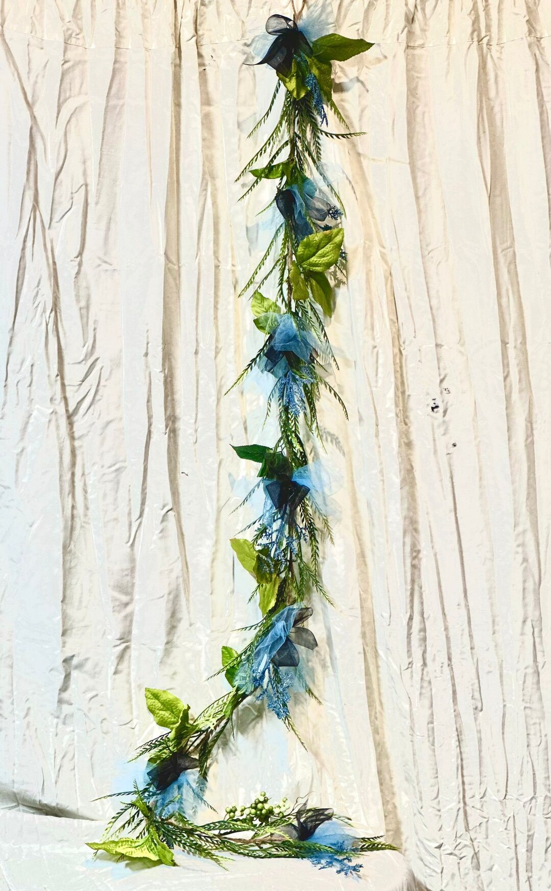 Greenery, Tulle and Ribbon Table Runner, Aisle Runner, Flower Wall, 6 ...