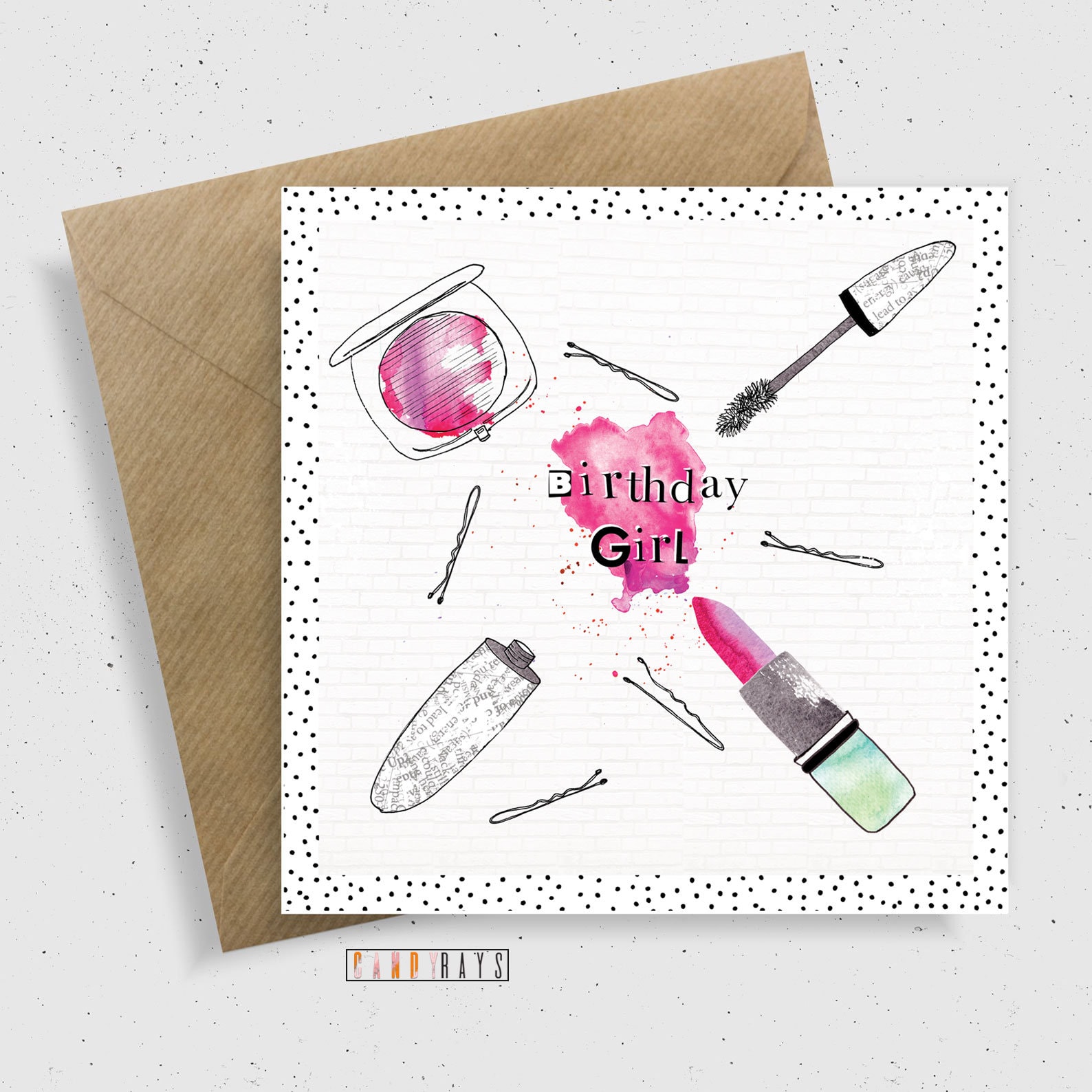 Happy Birthday Watercolour Makeup Card - Etsy