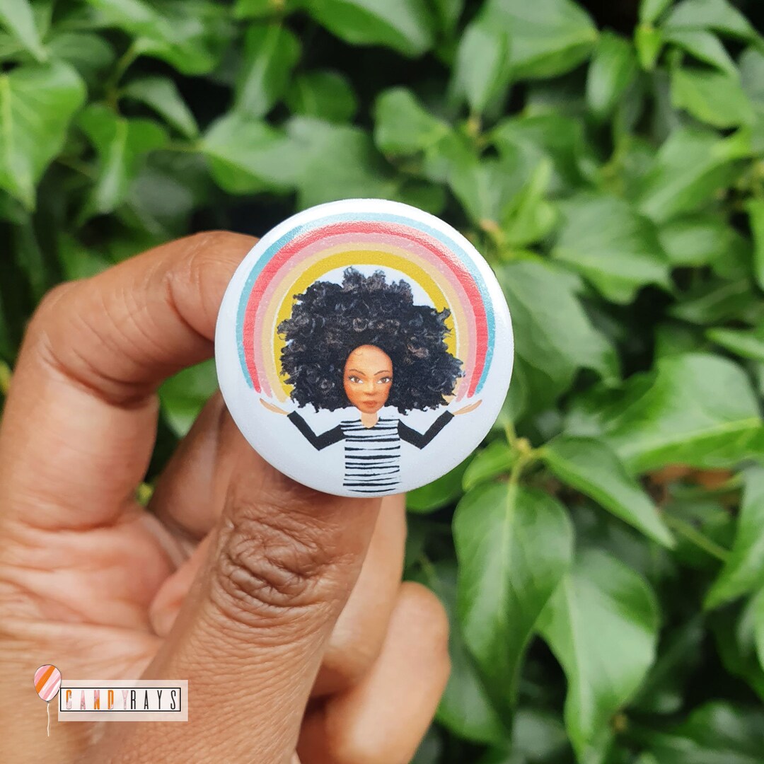 1.25 Afro Hair Rainbow Pin Back Button Badge - Etsy
