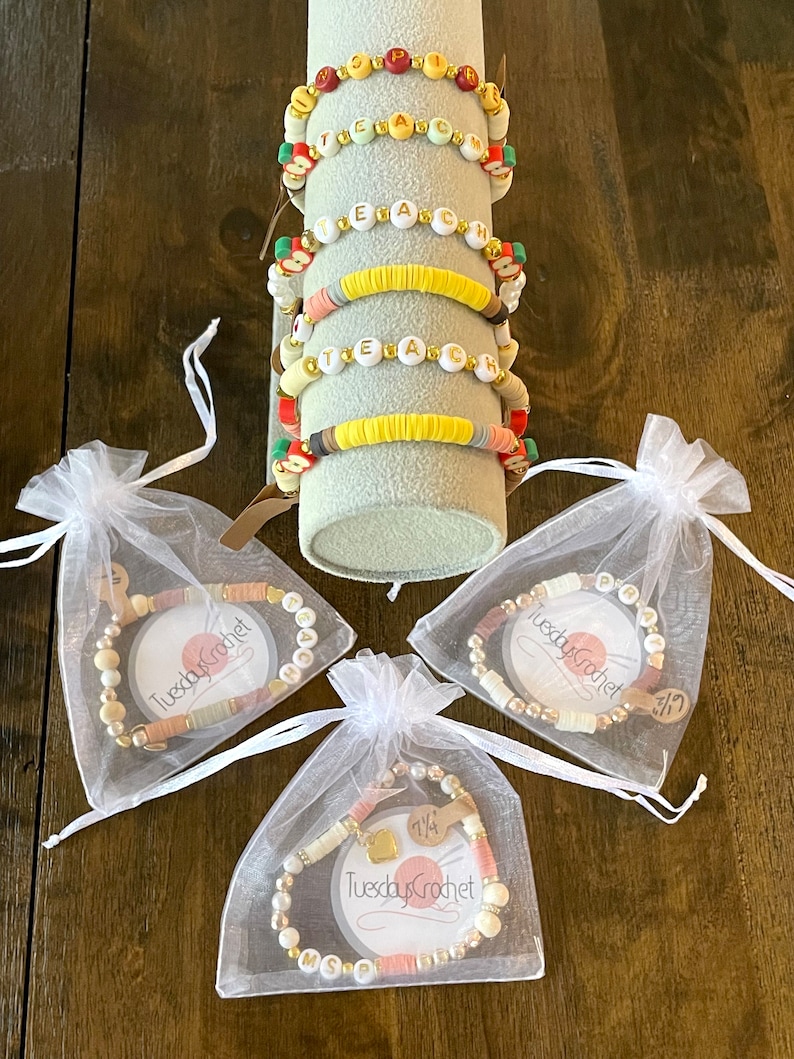 Rainbow Teacher Appreciation Gift Bracelet, TEACH and INSPIRE Beaded ...