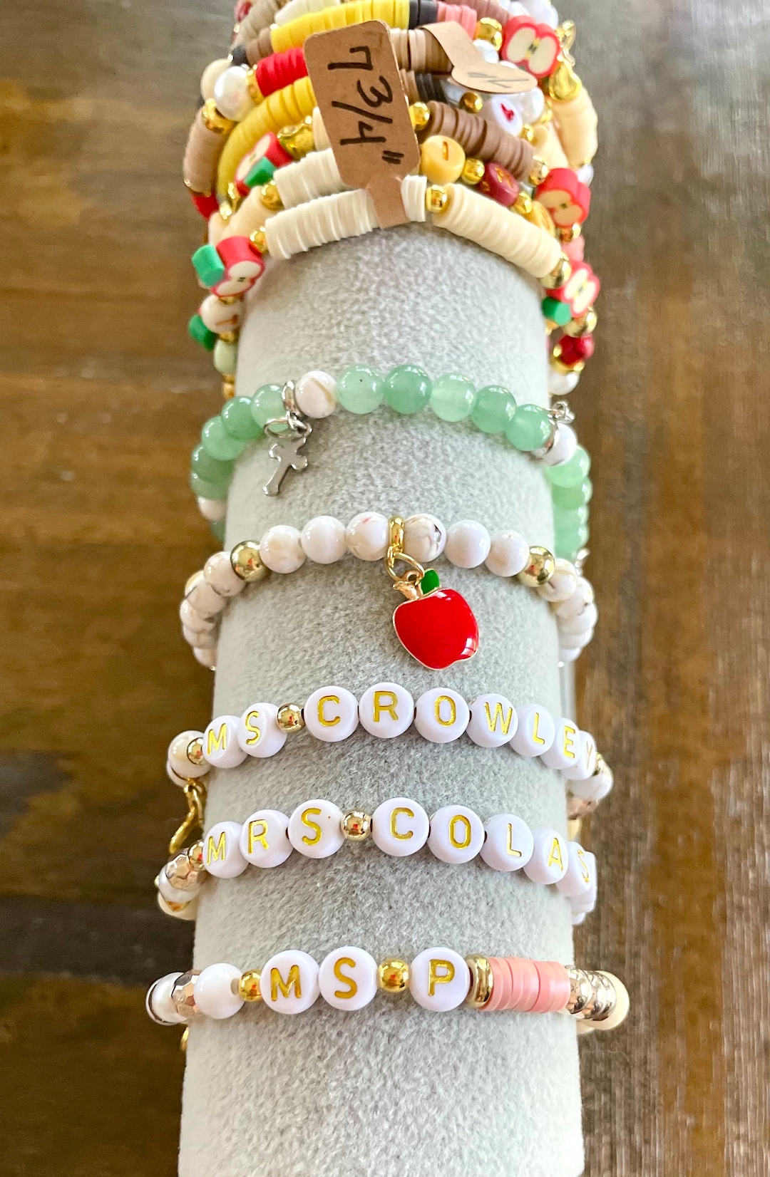 Custom Name or Initial Bracelet, Pray, Teach, Teacher Friendship ...