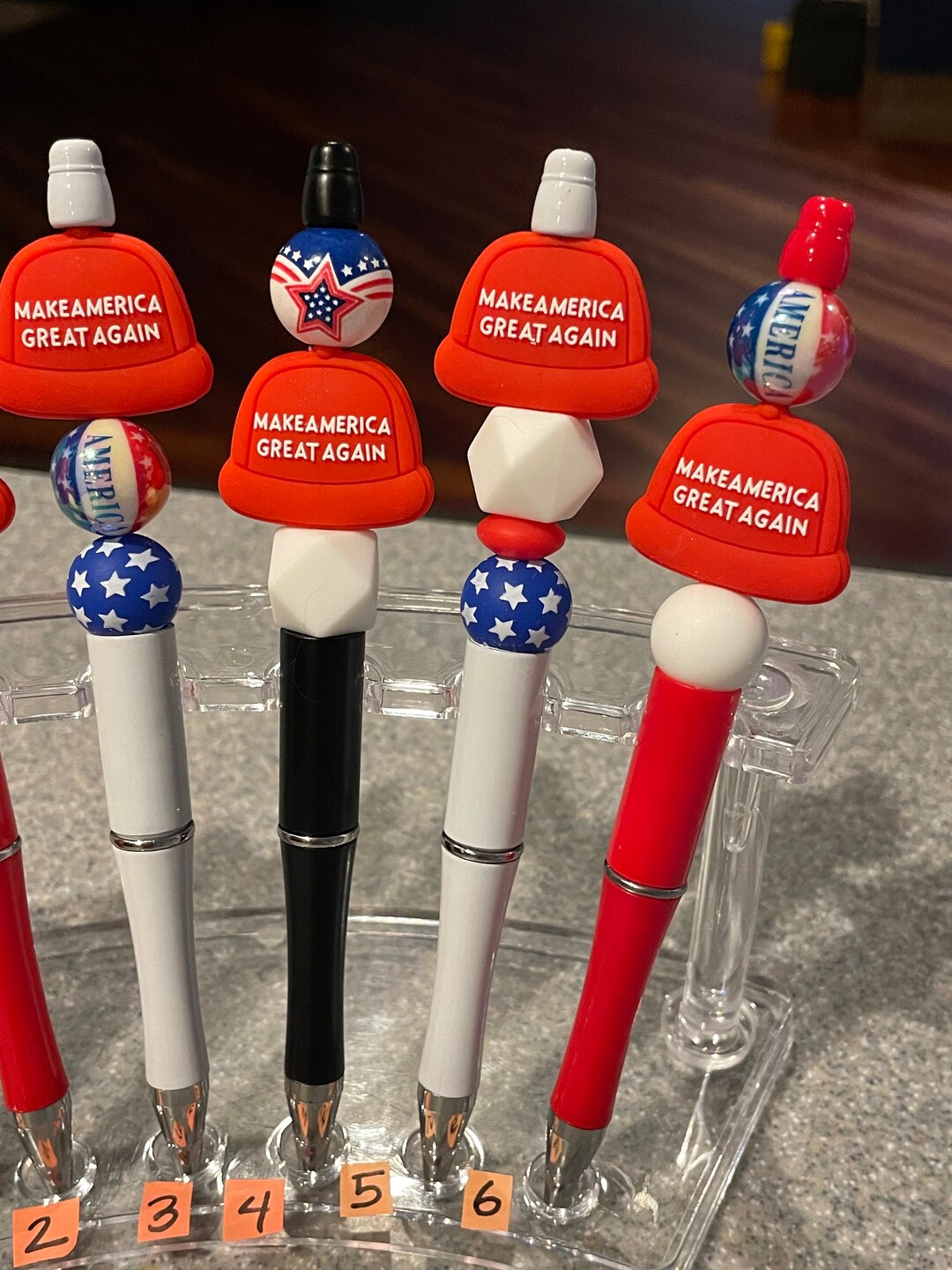 Trump Red MAGA Hat Pen, Red White Blue Silicone Beads, Free Ink Refill ...