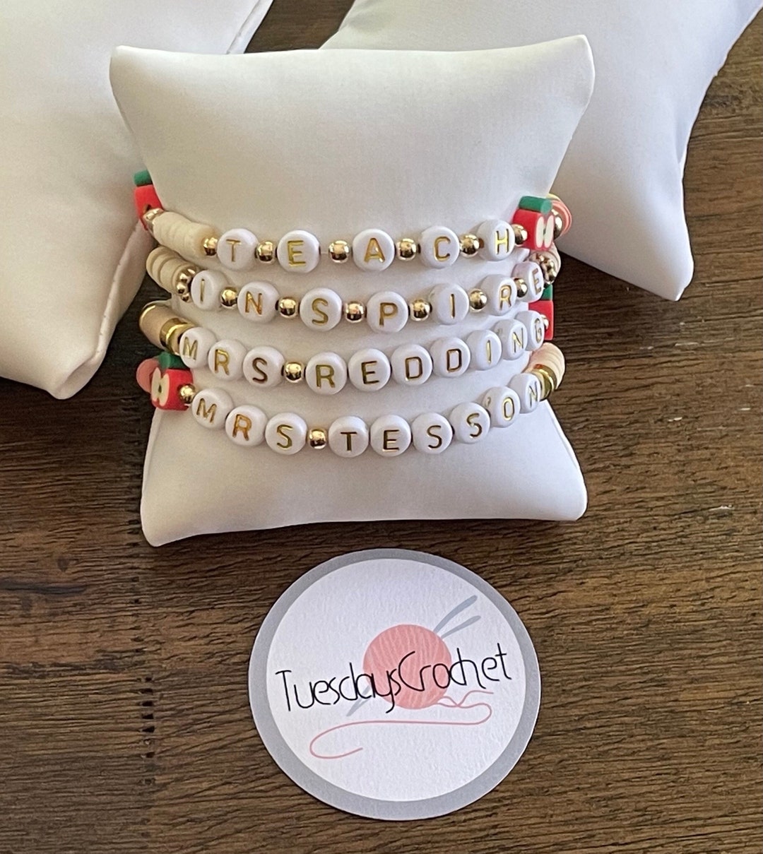 Custom Teacher Heishi Bracelet, Personalized Name, Appreciation Gift - Etsy