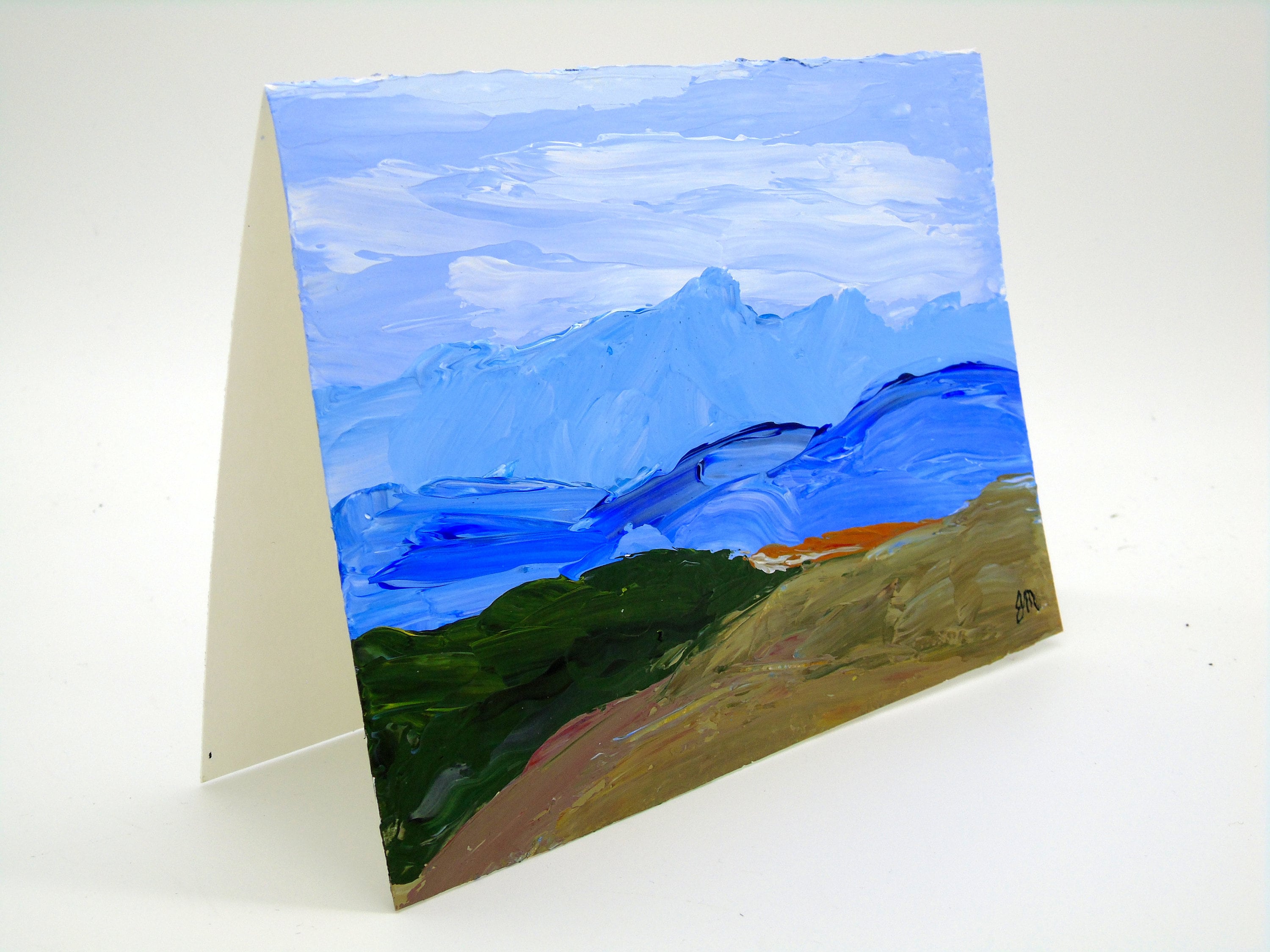 Handpainted Greeting Card, Mountain Greeting Card, Original 5x7 Acrylic ...