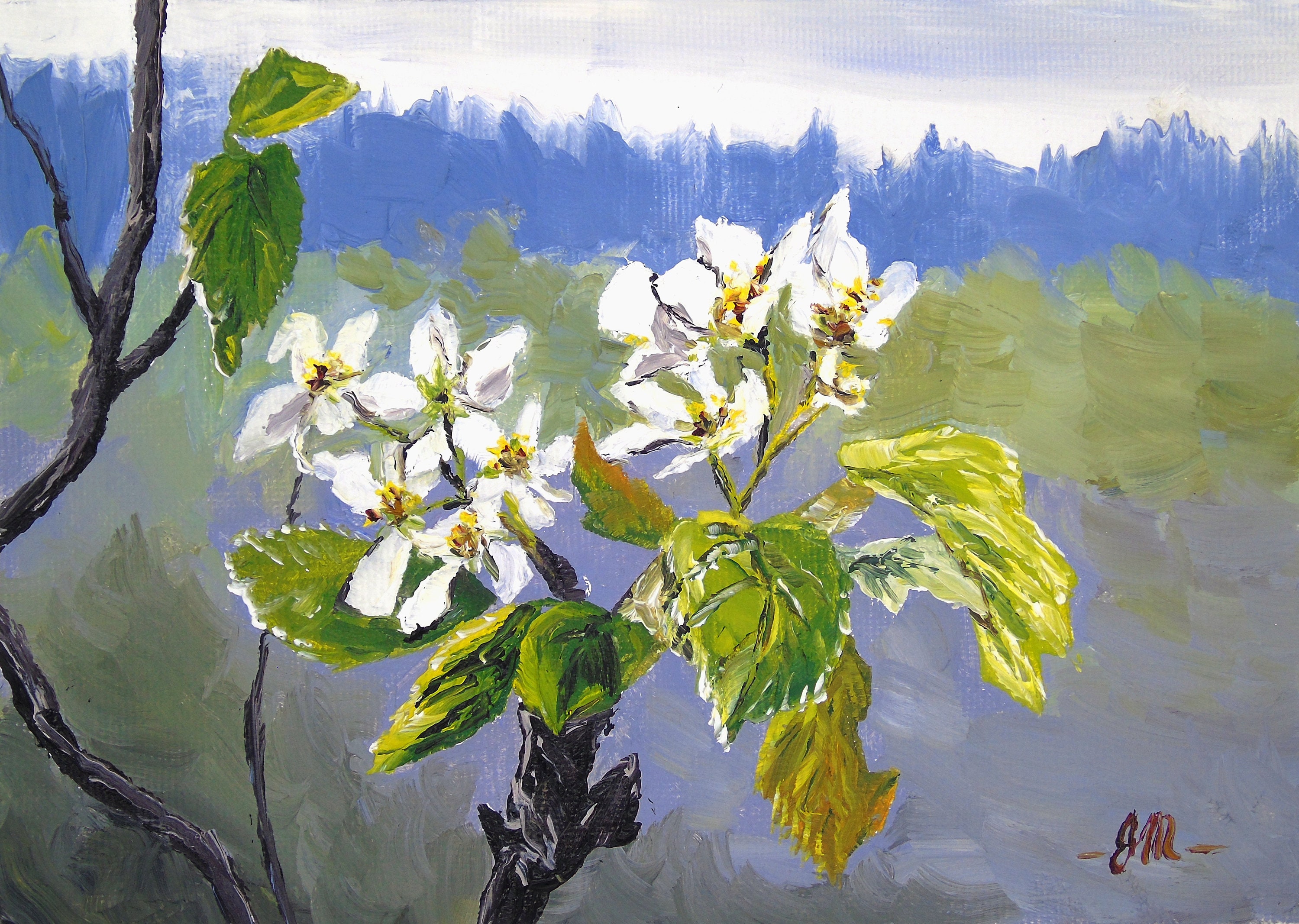 Original Flower Oil Painting on Canvas Paper Small Flower - Etsy