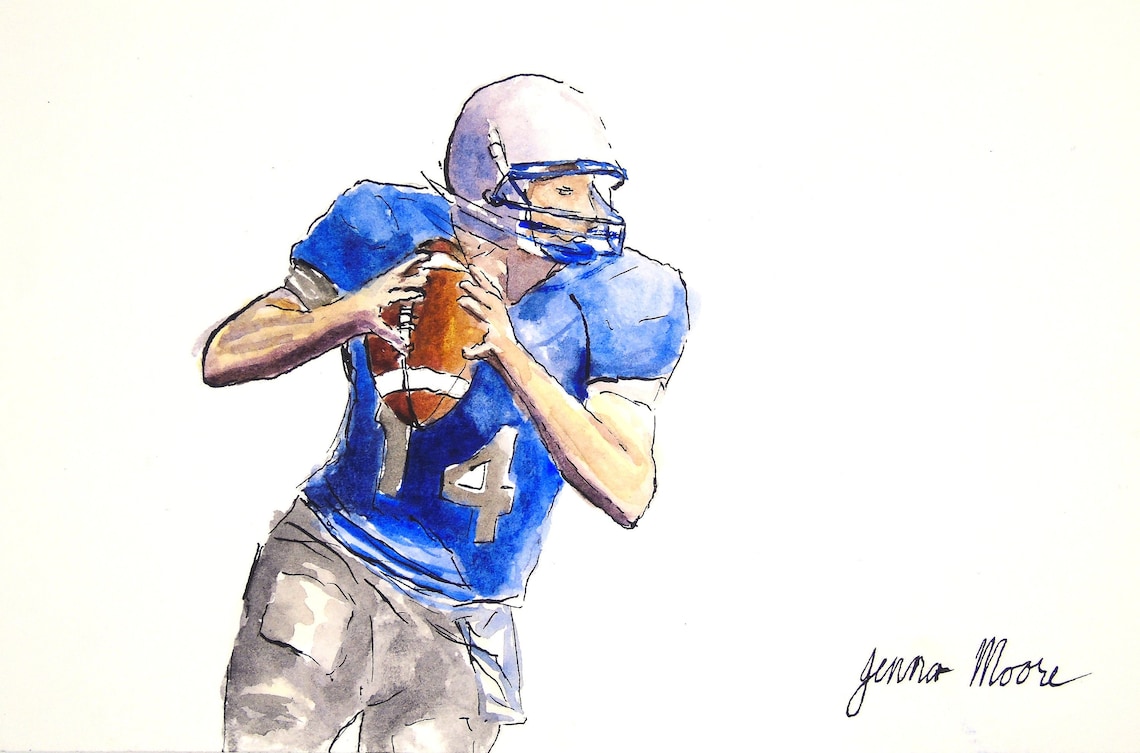 Original Football Watercolor Painting, Sports Art, Small Unframed ...