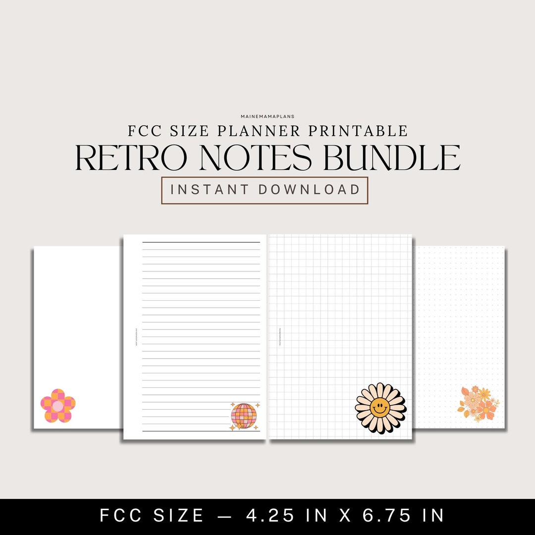 V1: FCC Retro Notes BUNDLE for Franklin Covey Compact Size Planner ...