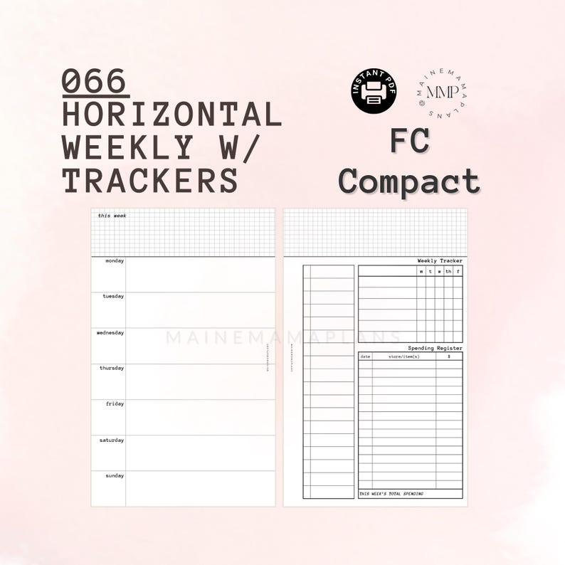 066 - FC Compact: Horizontal Weekly With Trackers Printable Download ...