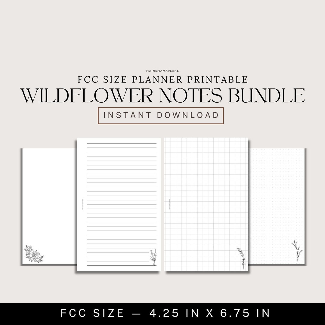 V1: FCC Wildflower Notes BUNDLE for Franklin Covey Compact Size Planner ...