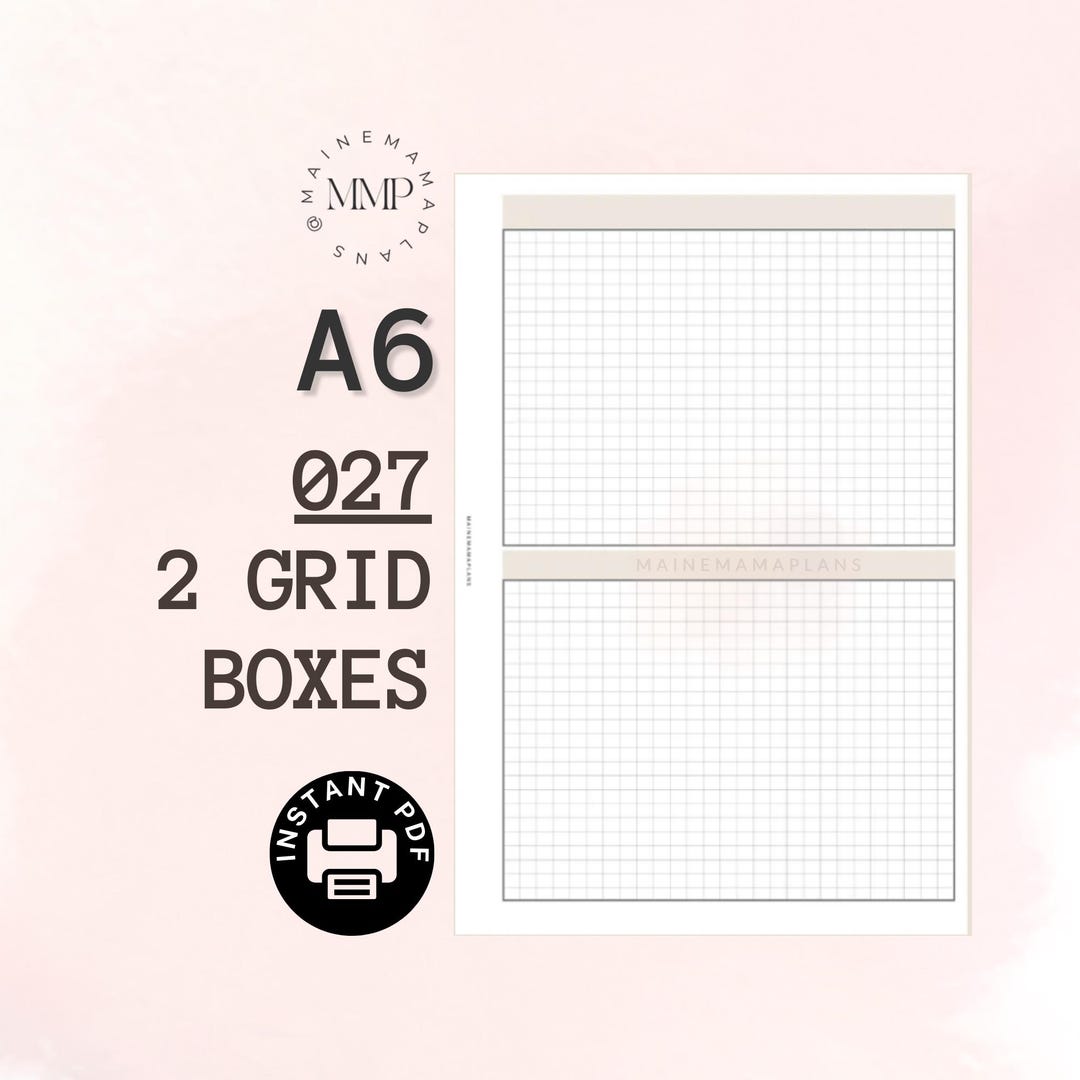 027 - A6: 2 Grid Boxes Insert Instant PDF Printable Download Grid Notes ...