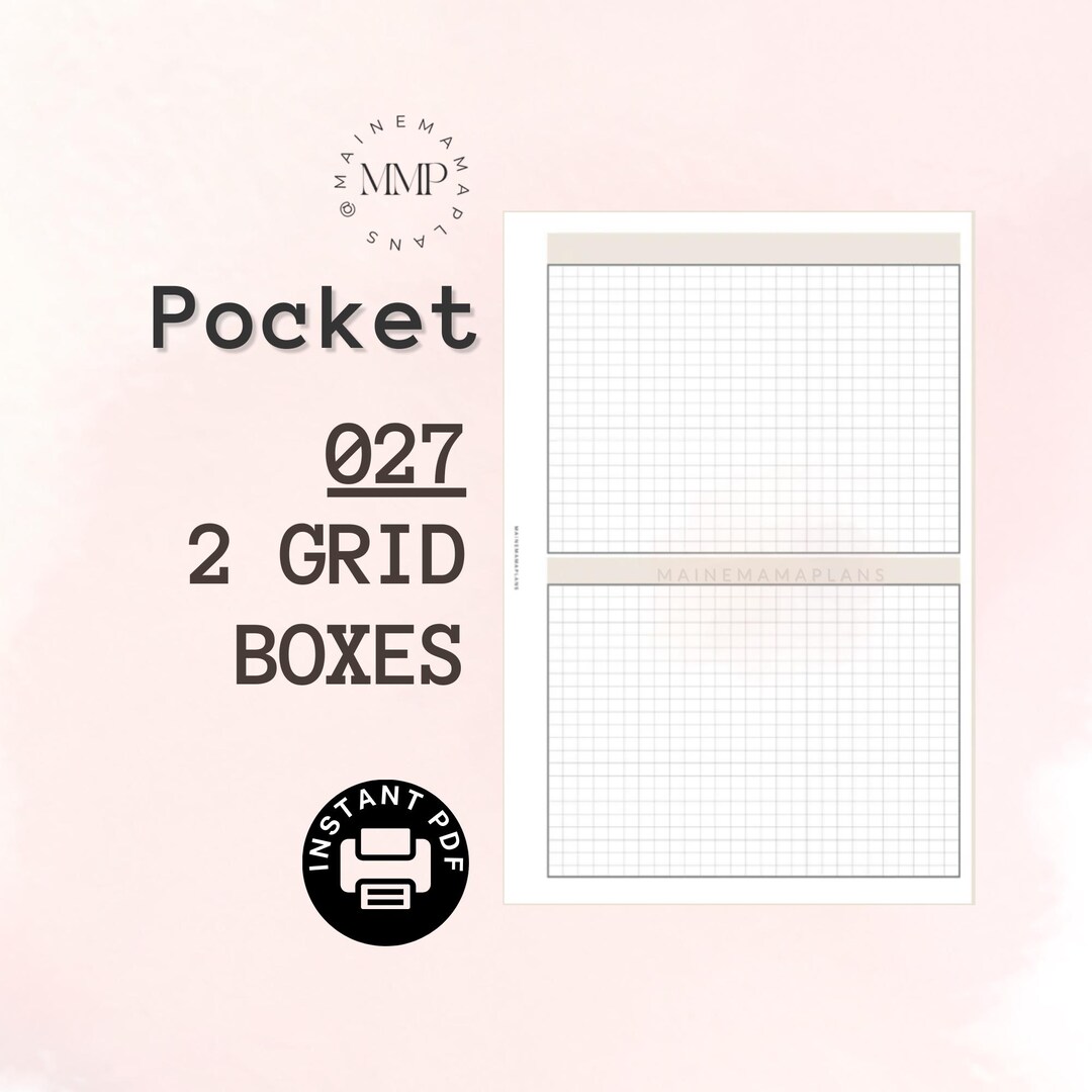 027 - Pocket: 2 Grid Boxes Insert Instant PDF Printable Download Grid ...