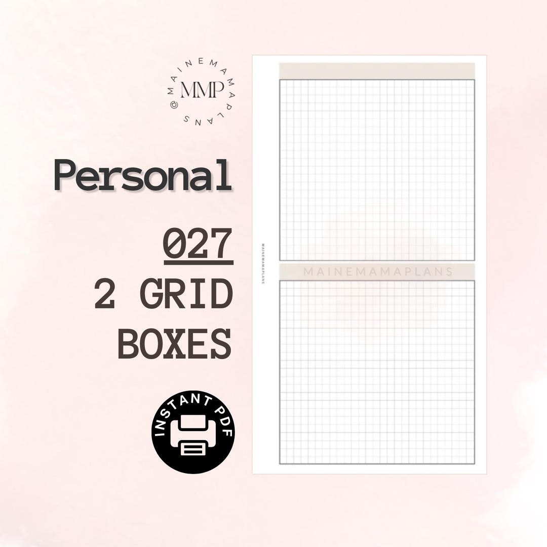 027 - Personal: 2 Grid Boxes Insert Instant PDF Printable Download Grid ...