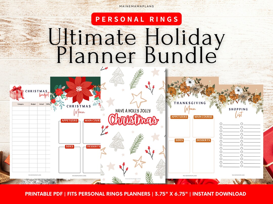 V1: Printable Holiday Planner Bundle for Personal Rings Christmas ...
