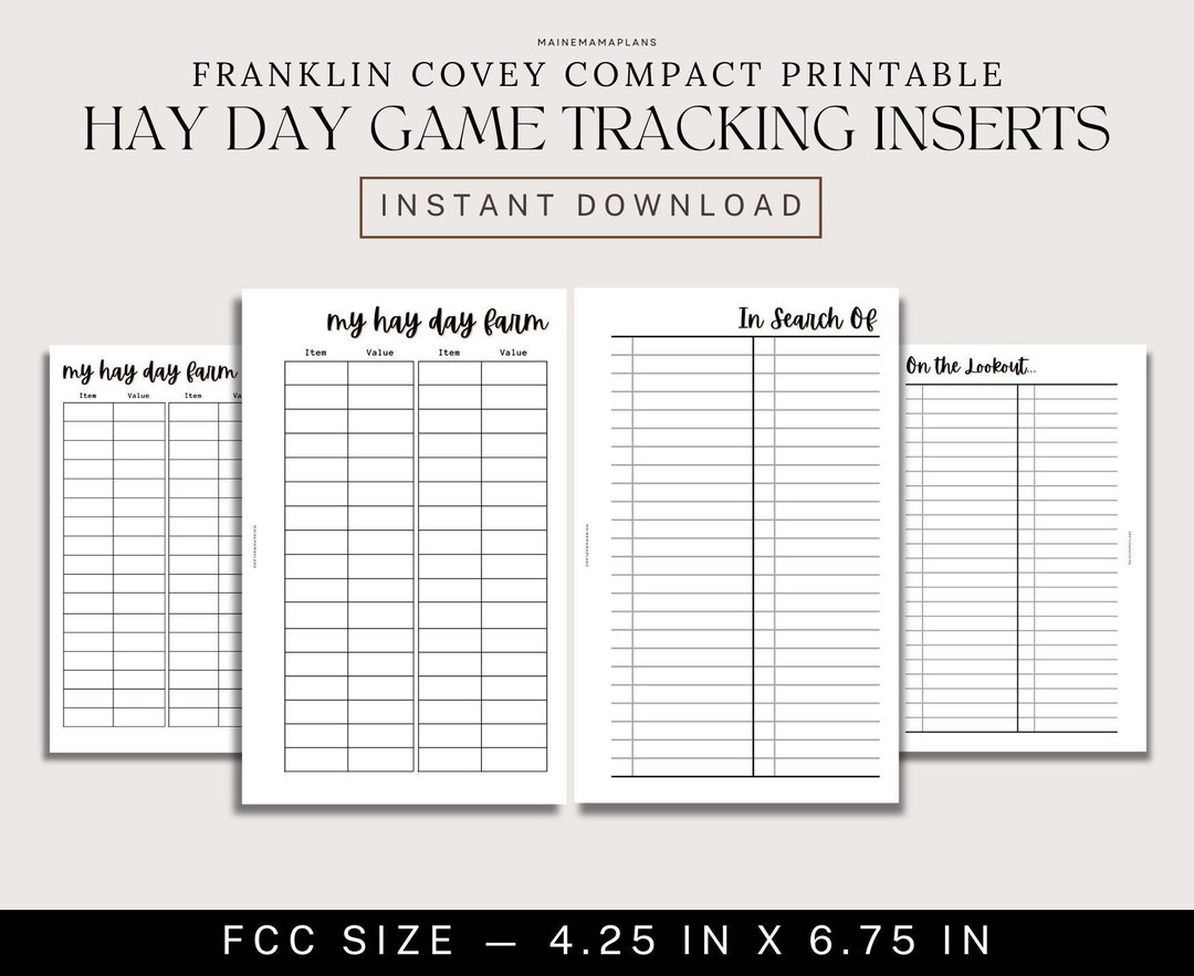 V1: Hay Day Tracking Insert FCC Printable Farming Game Insert for Hay ...