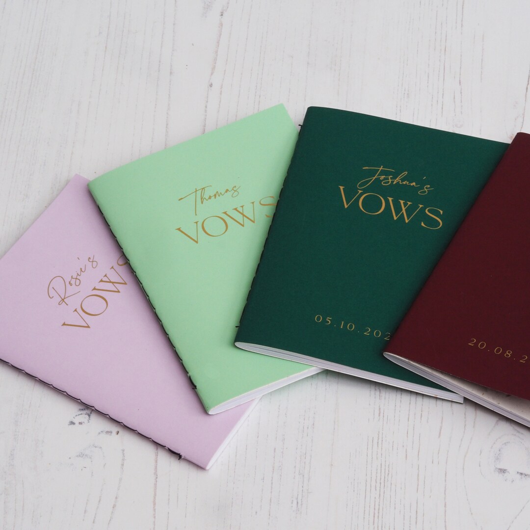 Personalised Vow Notebook, Pocket Notebook, Wedding Notebook, Sewn ...