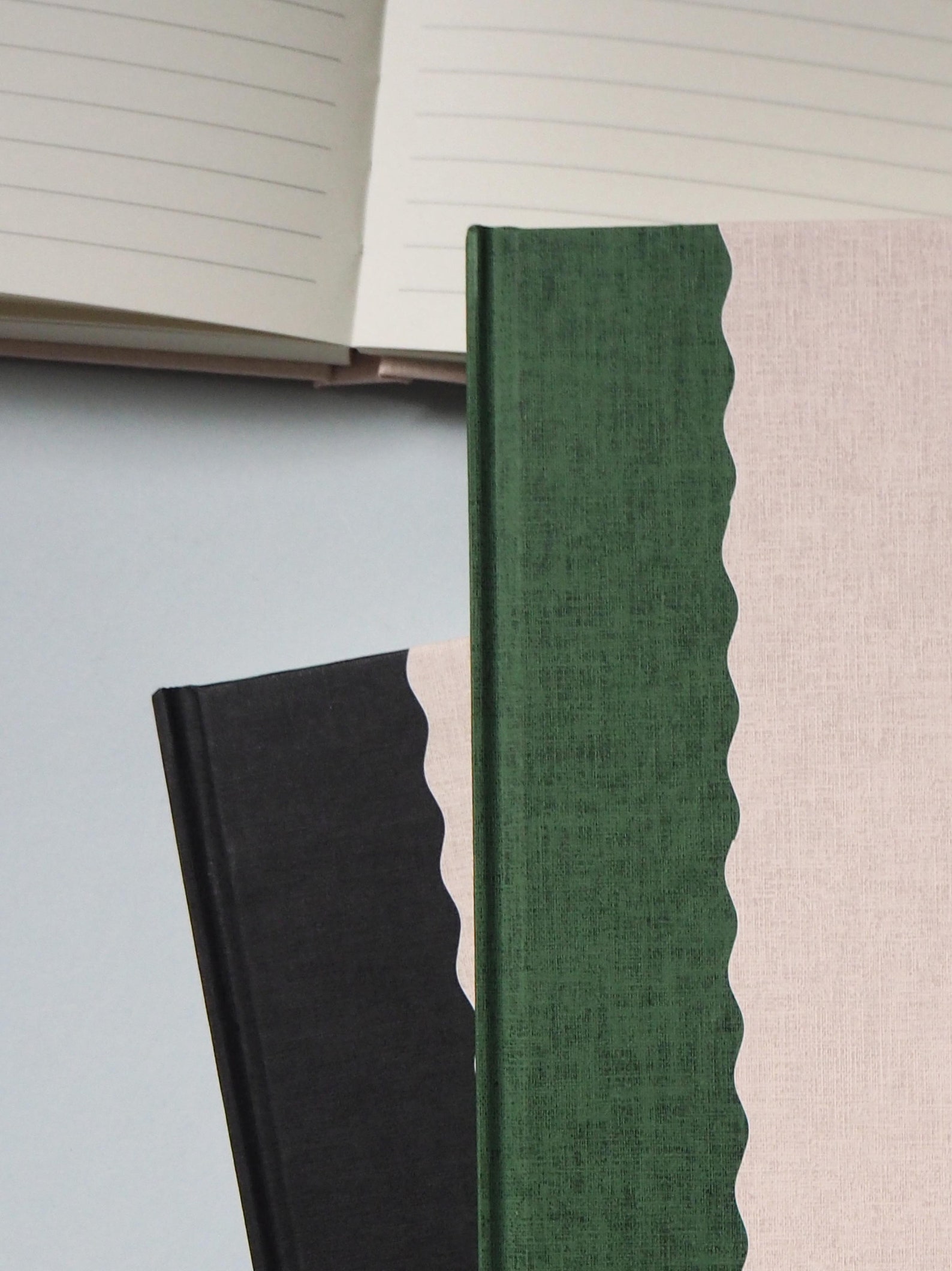 Personalized Linen Hardcover Journal: Two-tone Scallop Spine Notebook ...