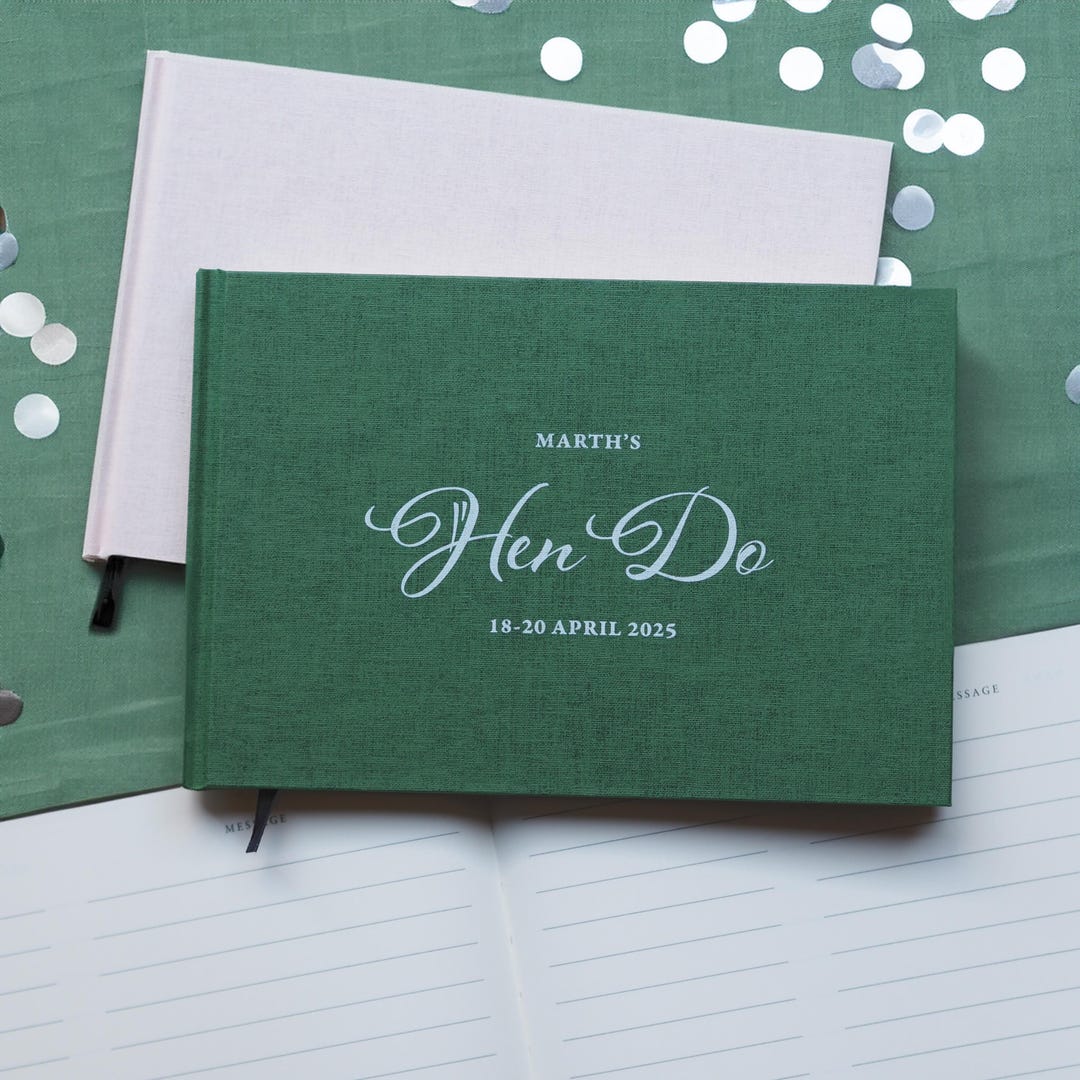 Personalised Script Hen Do Guest Book - Hardcover Guestbook ...