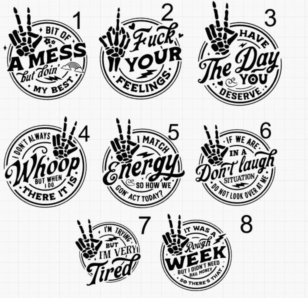 Custom Vinyl Skeleton Hand Decals With Witty and Snarky Sayings Add ...