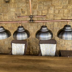 Large Industrial Pendant Chandelier Made of Copper Pipes With Bronze ...