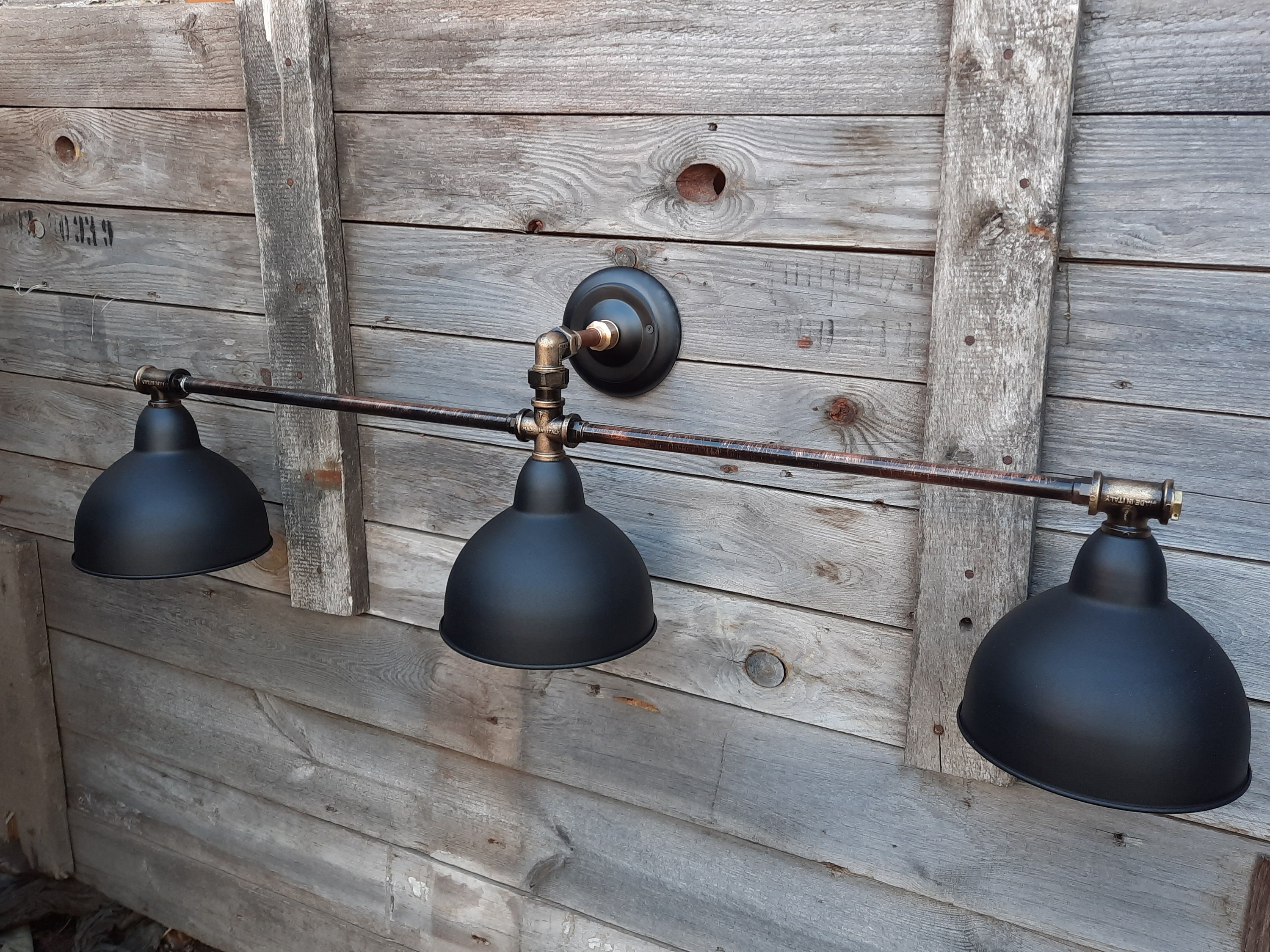 Long Black Wall Sconce in Industrial Style. Rustic Wall Lamp for the ...
